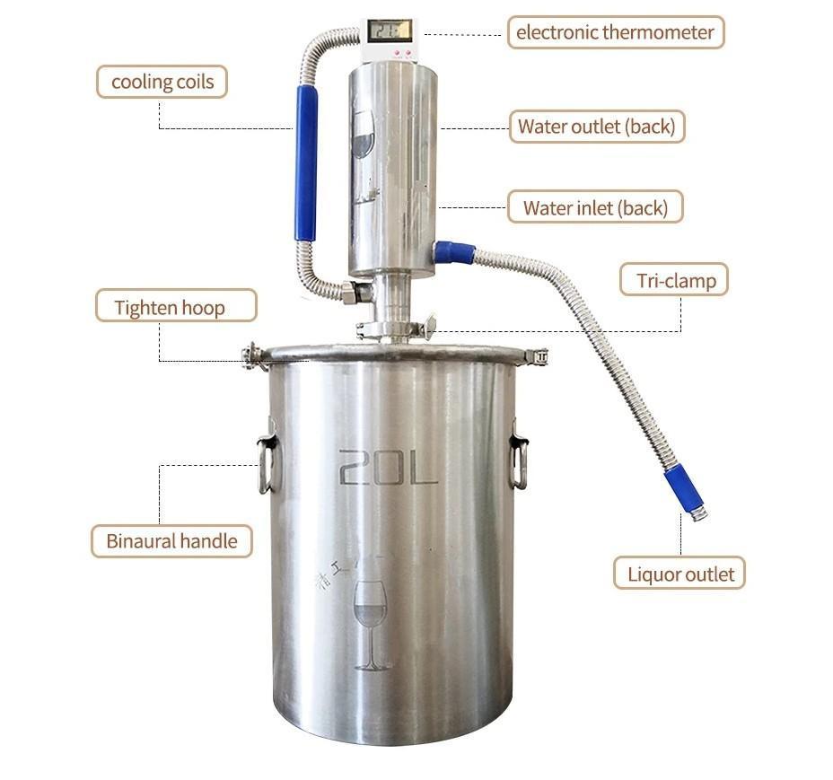 Stainless Steel Distiller for Essential Oils, Alcohol or Distilled Water